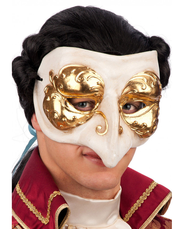 Papermache' Half-Face White And Gold Mask
